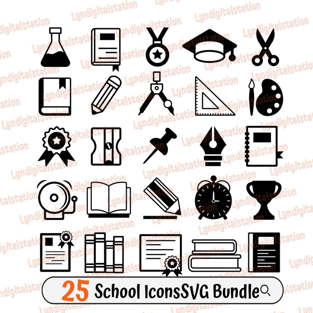 25 School Icons Bundles Svg | School Supplies Clipart | Learning ...