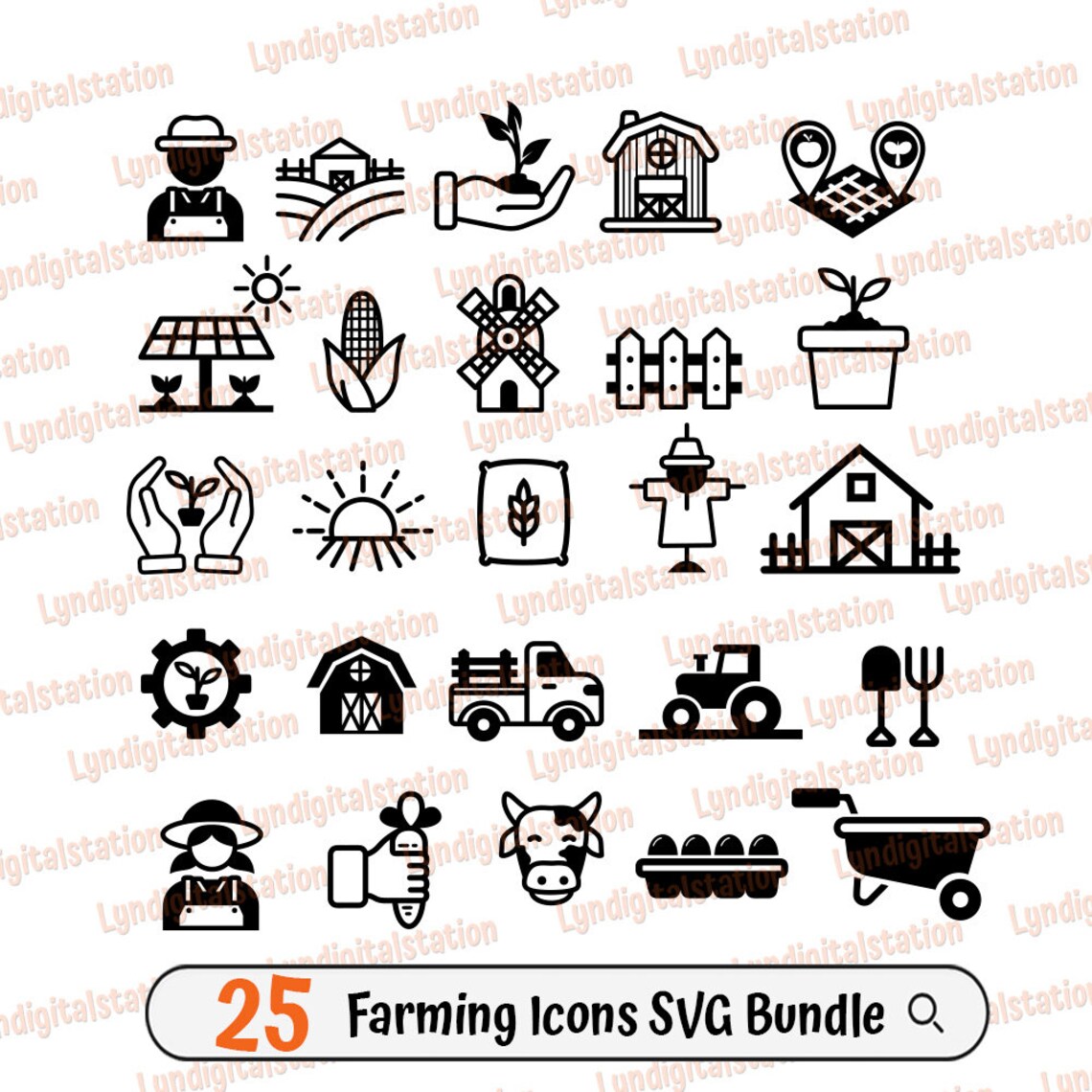 25 Farming Icons Bundle Svg | Dairy Crops Clipart | Agriculture Cut ...