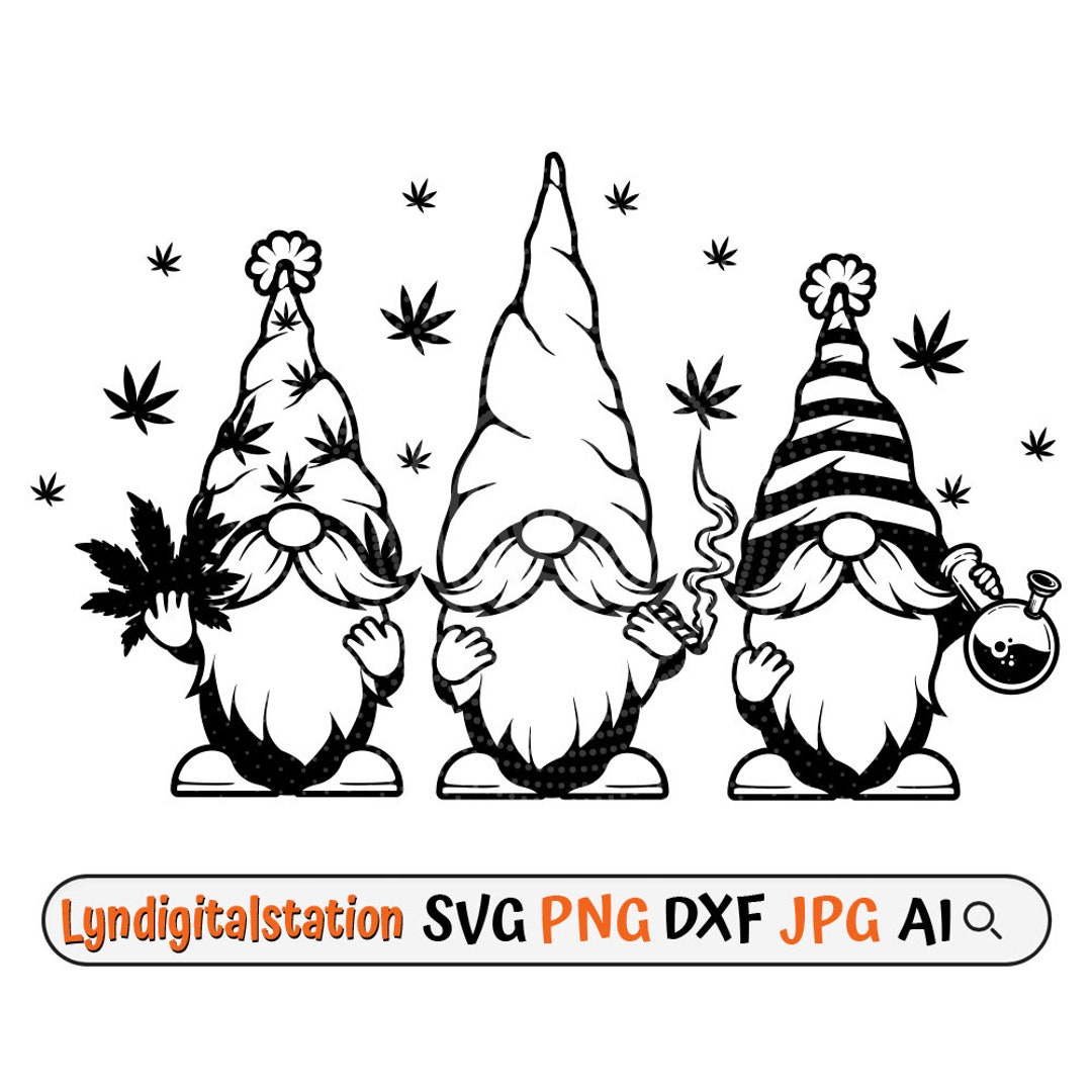 Smoking Gnomes Svg Weed Gnomes Clipart 420 Gnome Smoking Cut File ...