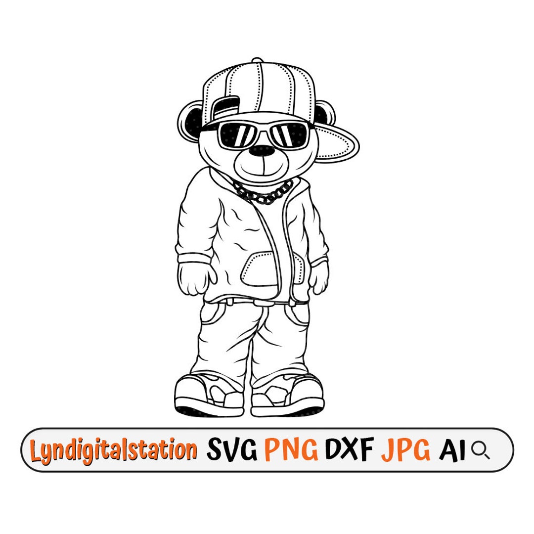 Teddy Swag Svg | Hipster Teddy Clipart | Gangster Bear Cut File | Hip ...