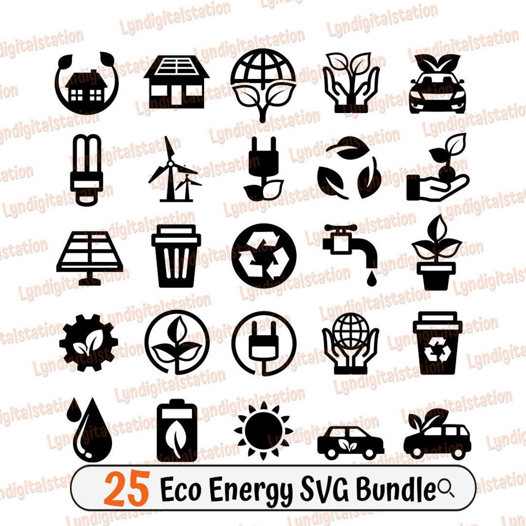 25 Eco Energy Bundle Svg | Recycle Clipart | Solar Energy Cut File ...
