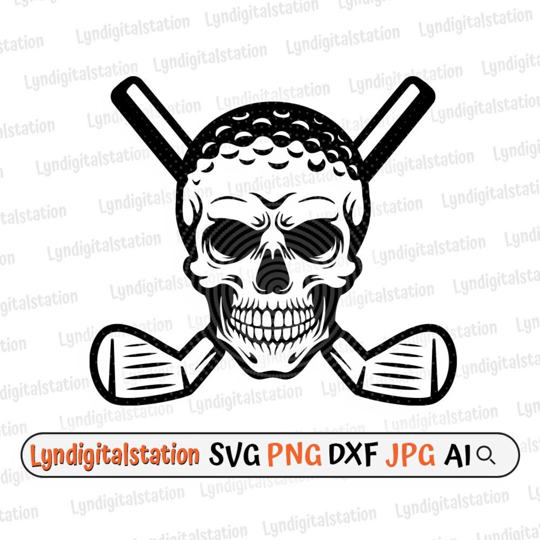 Golf Skull Svg | Golf Ball Skull Clipart | Golf Cut File | Golf Club ...