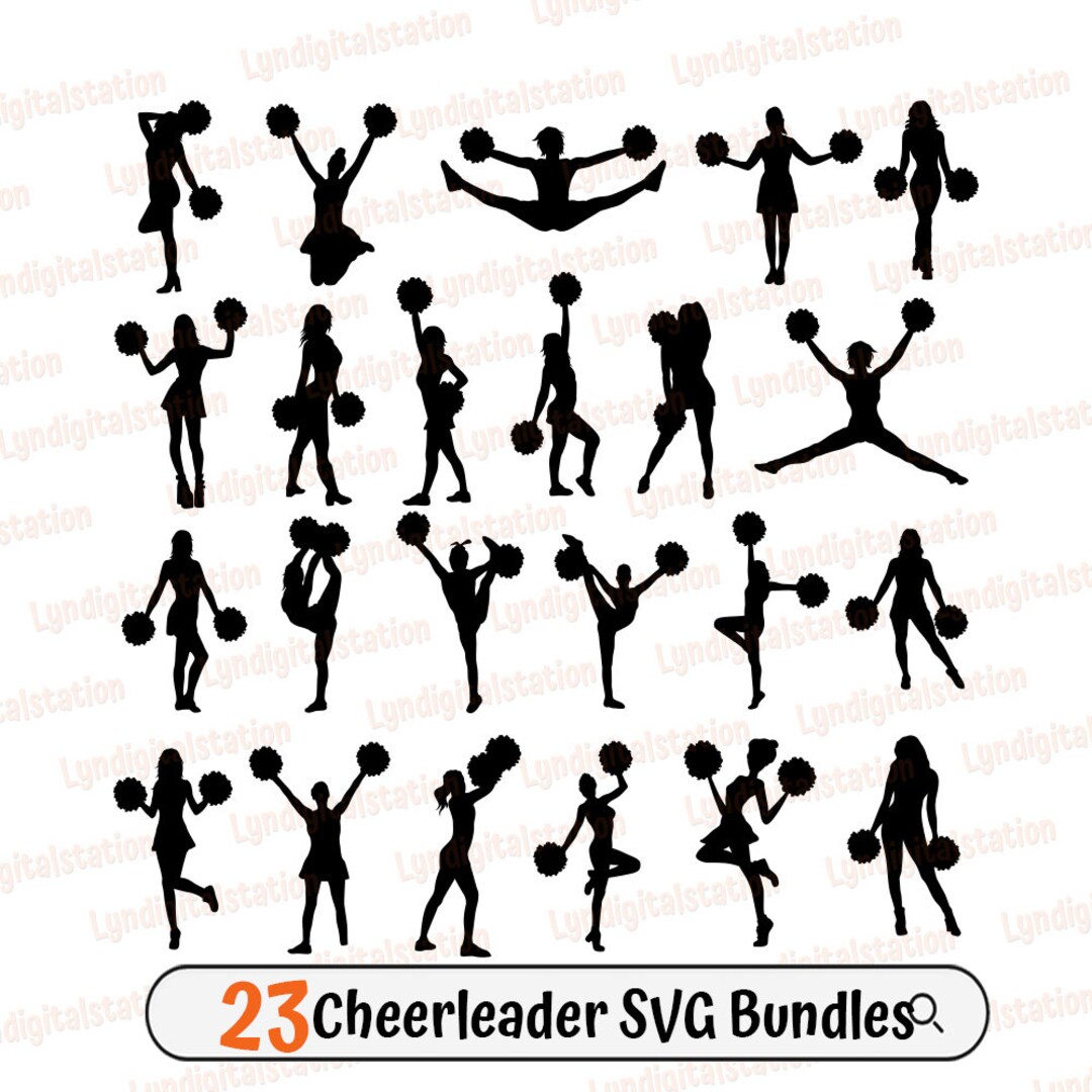 23 Cheerleader Bundles Svg | Cheering Squad Clipart | 18 Cheerleaders ...
