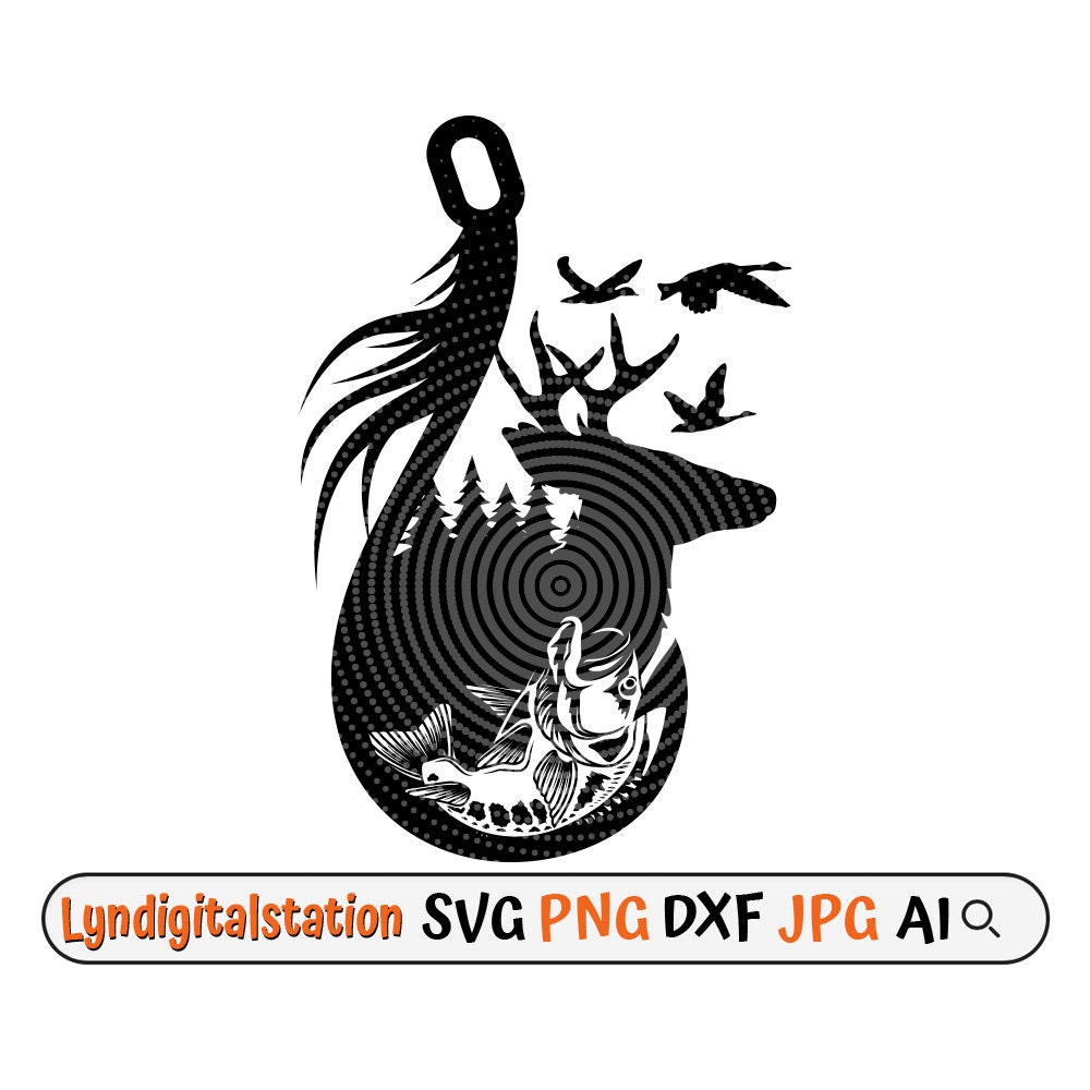 Hunting Scene Svg Deer Hunting Clipart Bass Fishing Cut File Outdoor ...
