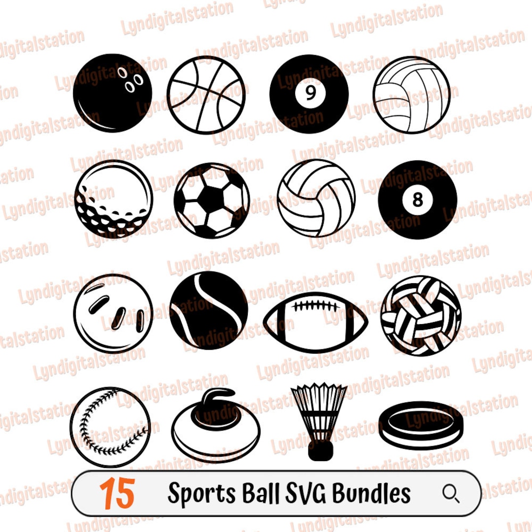 Sport Ball Bundles Svg Balls Clipart Football Cut File Sports Equipment ...