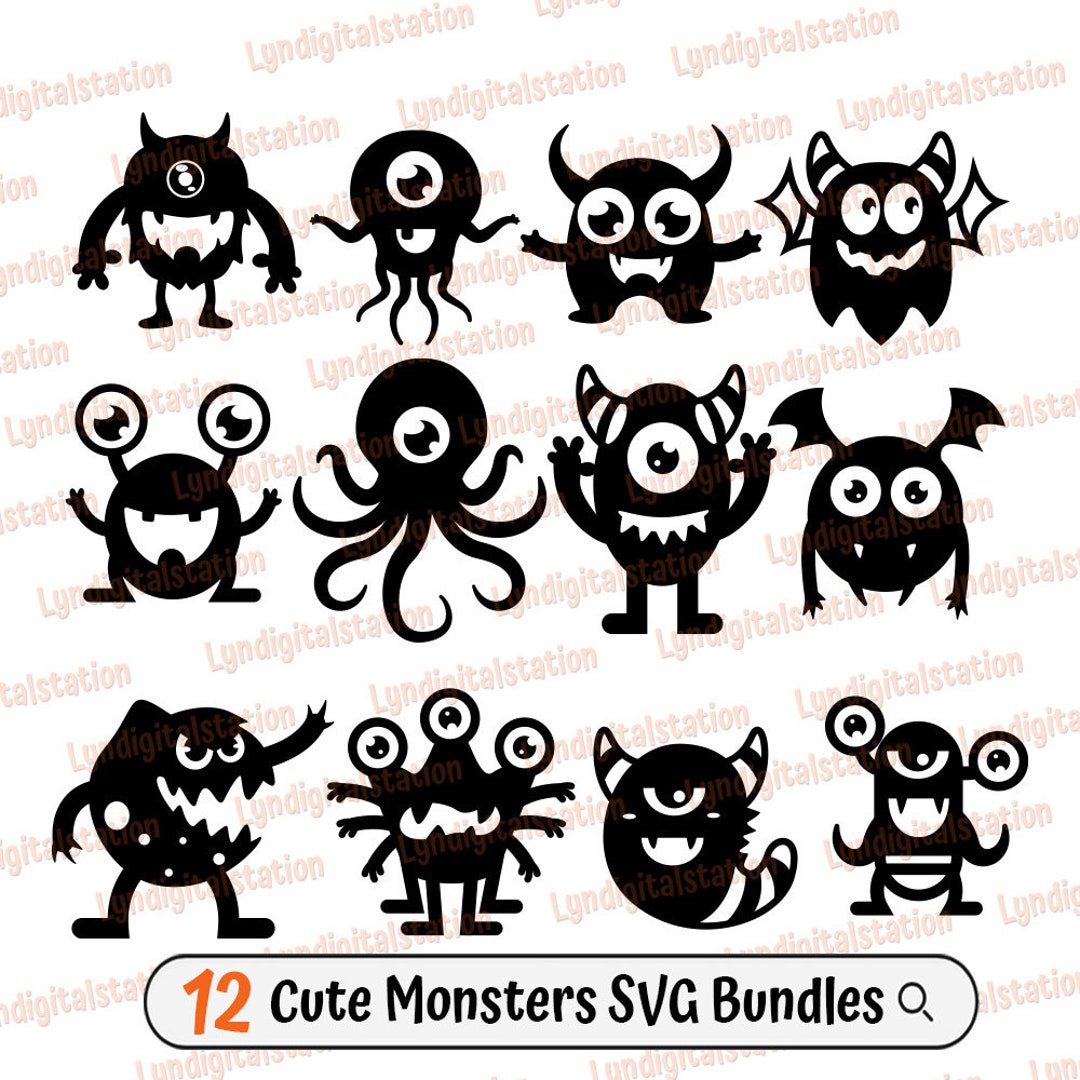 12 Cute Monster Bundles Svg Monster Character Clipart Monsters Cut File ...