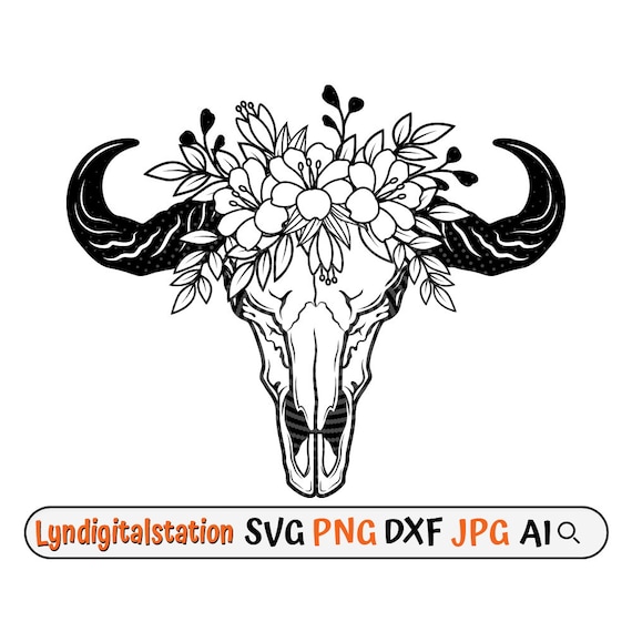 Buffalo Svg I Buffalo Clipart I Floral Cow Cut File I Cow Head - Etsy