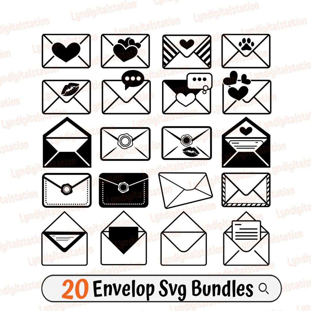 20 Envelop Bundles Svg | Envelops Clipart | Message Cut File | Letters ...