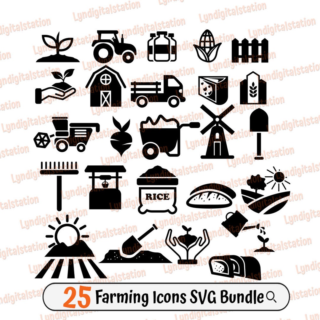 25 Farming Icons Bundle Svg | Agriculture Clipart | Crops Cut File ...