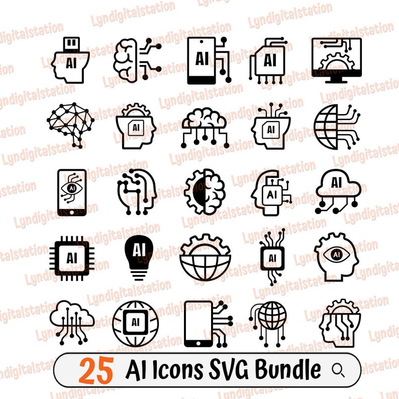 25 Artificial Intelligence Bundles Svg | AI Clipart | Digital ...