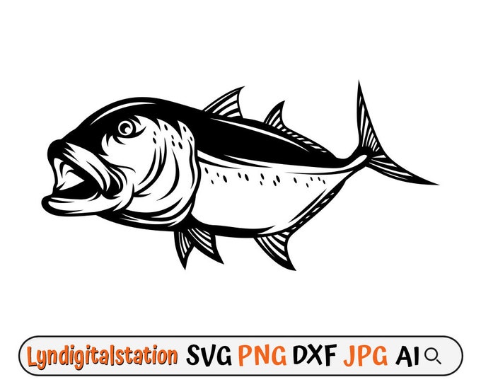 Giant Trevally Fishing Svg, Fishing Svg, Trevally Fish Svg, Trevally ...