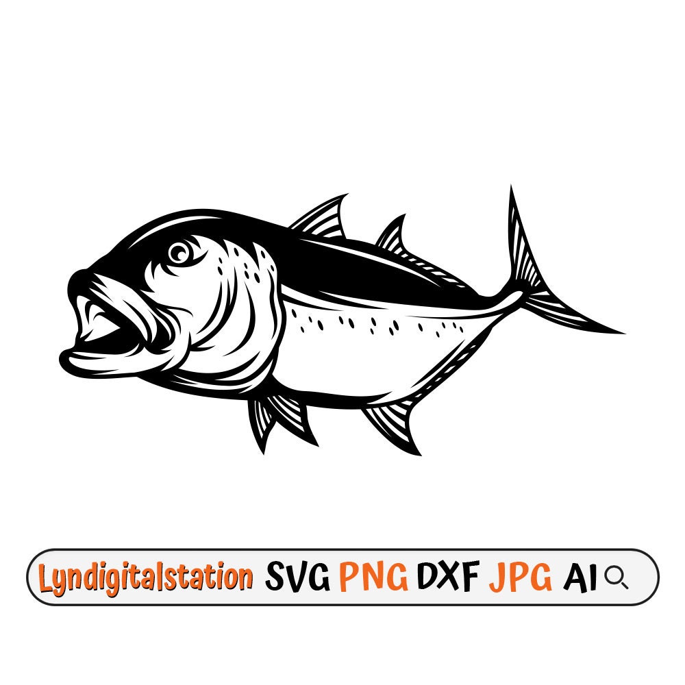 Giant Trevally Fishing Svg Aquatic Animal Clipart Big Fish - Etsy