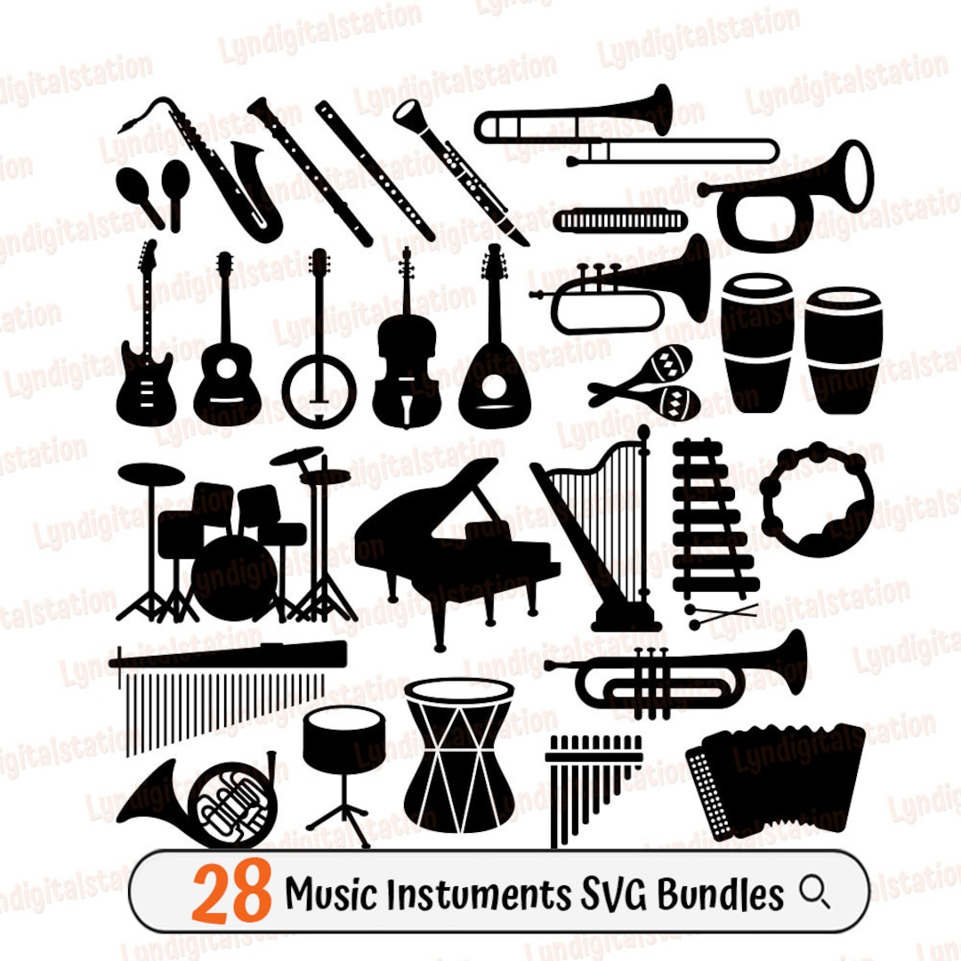 28 Musical Instruments Bundles Svg | Wind Instrument Clipart ...