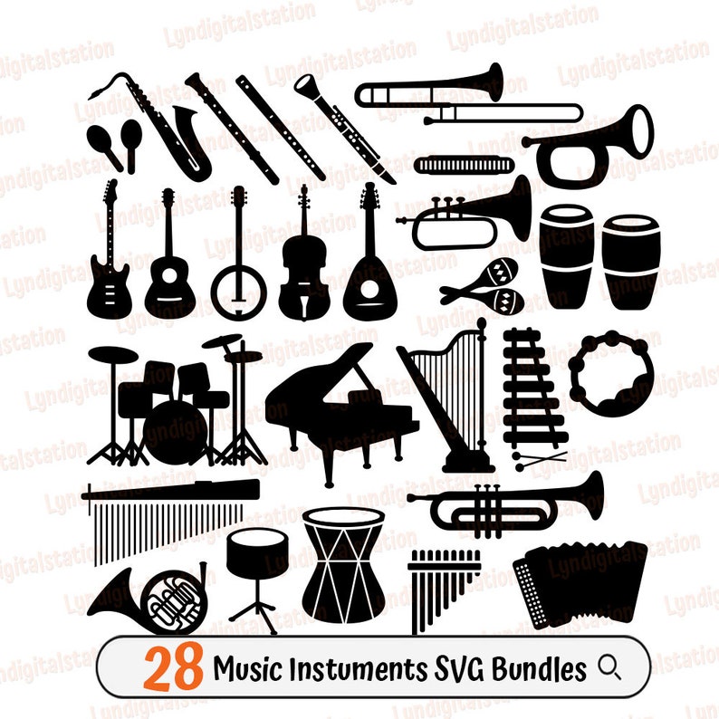 28 Musical Instruments Bundles Svg | Wind Instrument Clipart ...