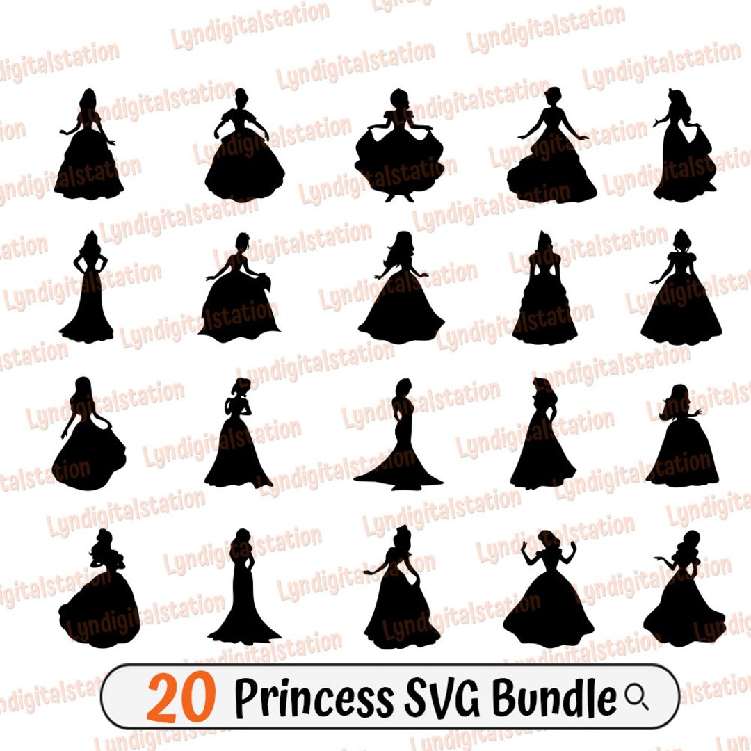 20 Princess Bundles Svg | Princess Silhouette Clipart | Fantasy Life ...