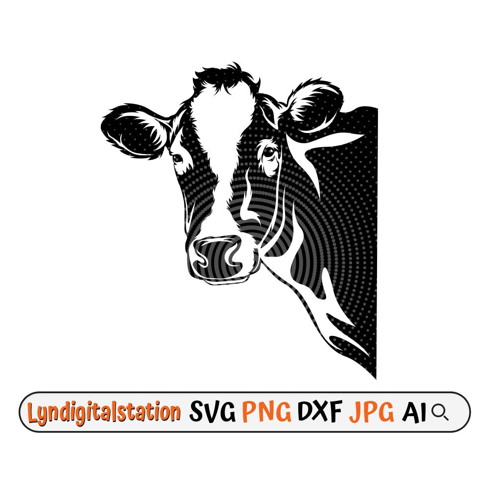 Peeking Cow Svg Cattle Peek a Boo Clipart Domestic Animal Cut File Bull ...