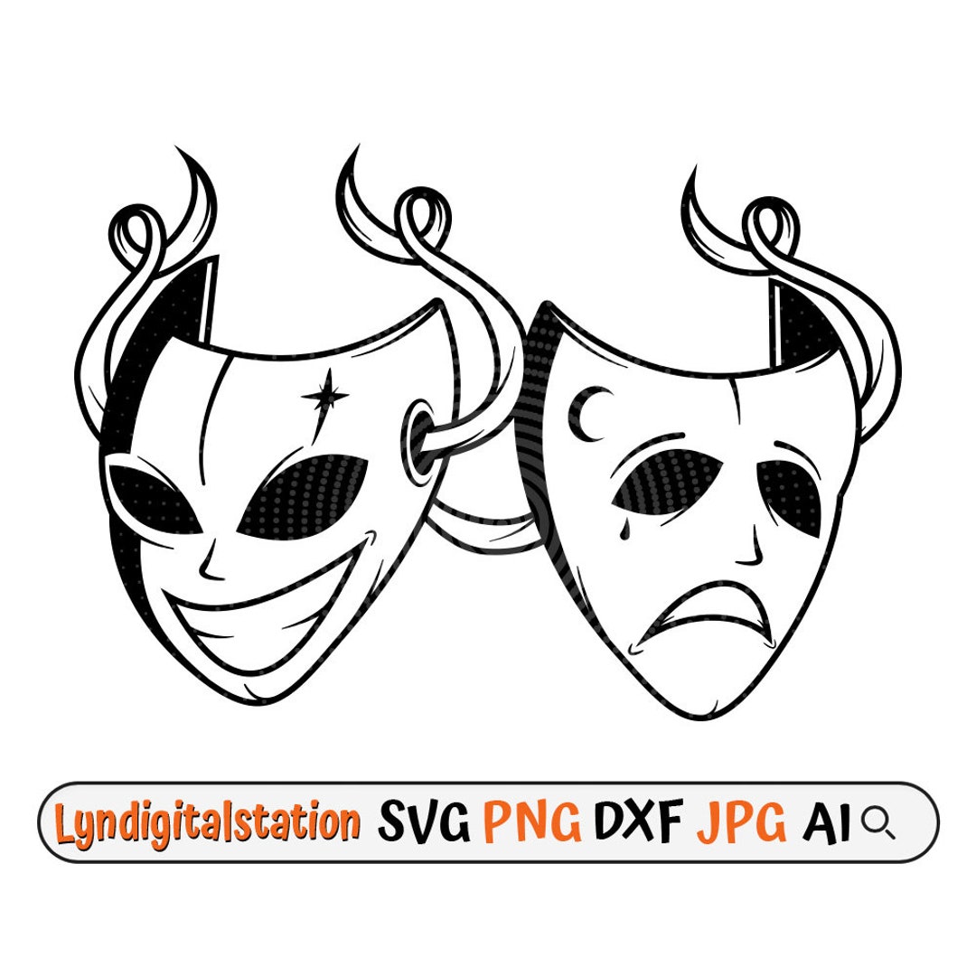 Smile Now Cry Later Svg | Happy and Sad Clipart | Theater Mask Cut File ...