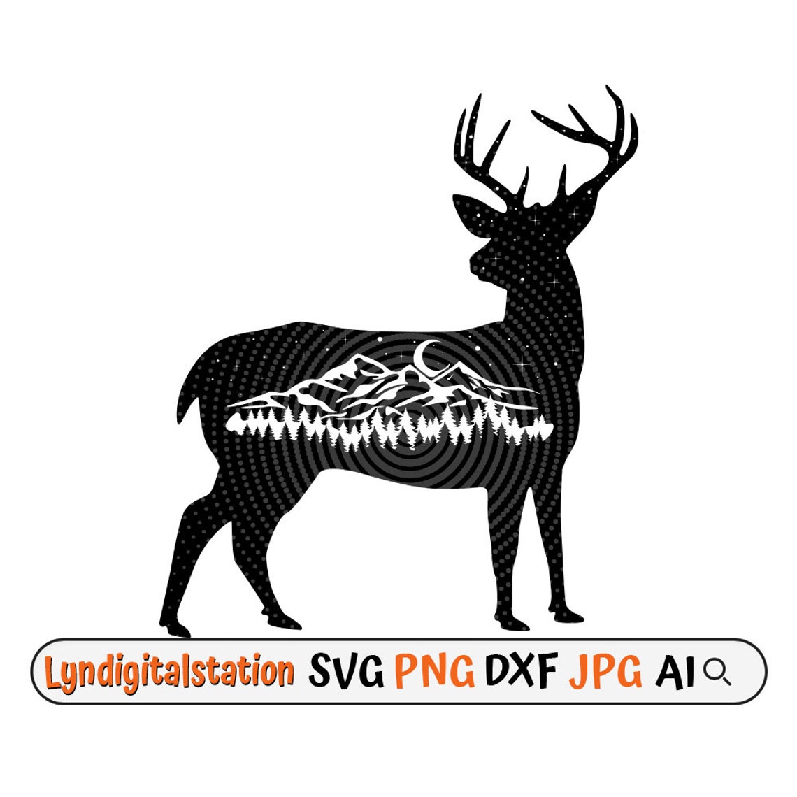 Deer Scene Svg Deer Clipart Mountain Deer Cut File - Etsy