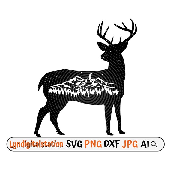Deer Scene Svg Deer Clipart Mountain Deer Cut File - Etsy