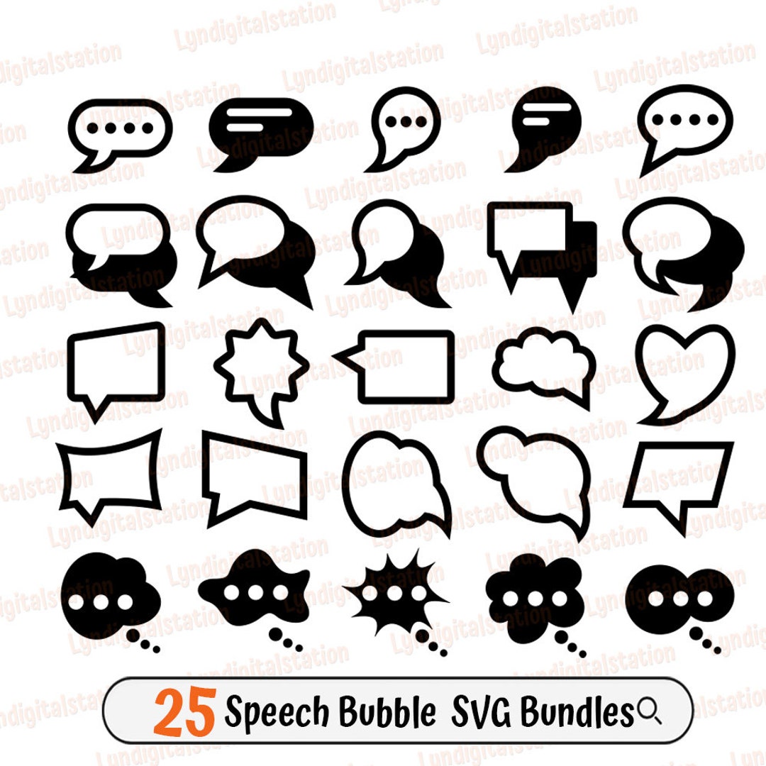 25 Speech Bubbles Bundles Svg | Comic Banner Clipart | Comic Books Cut ...