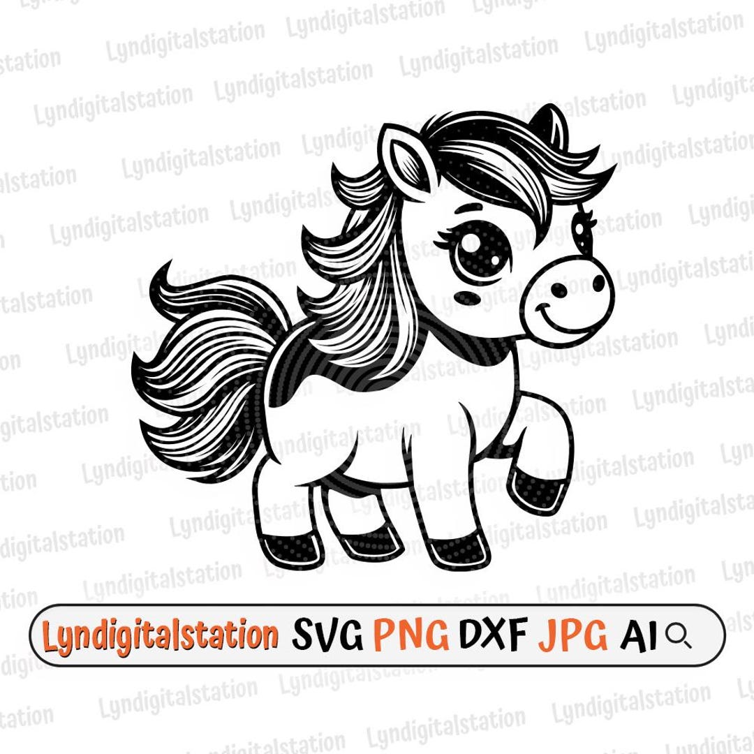 Cute Pony Svg | Baby Horse Clipart | Little Pony Cut File | Kawaii ...