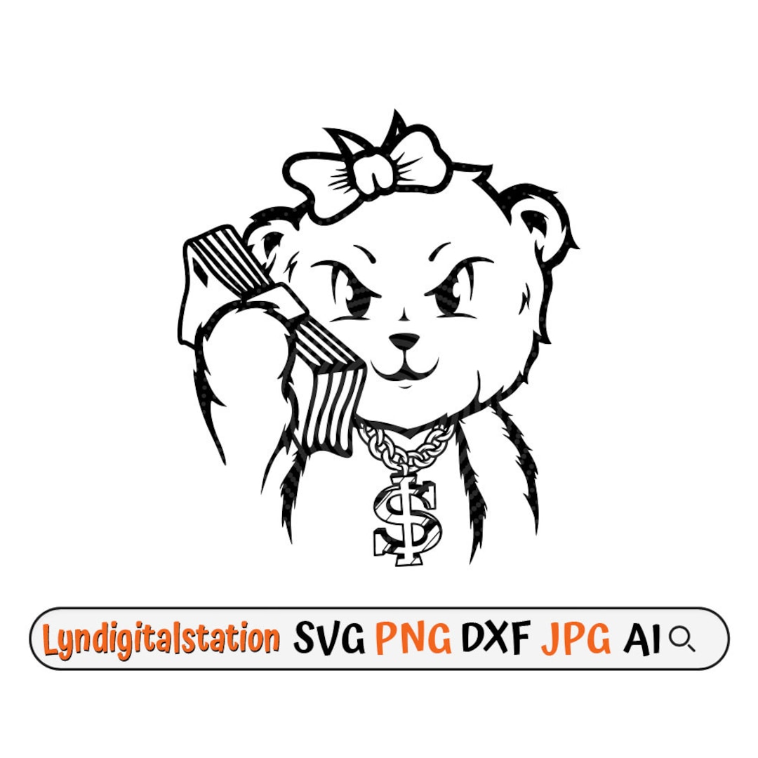 Teddy Bear Svg | Lady Teddy Robber Clipart | Money Bag Cut File | Teddy ...