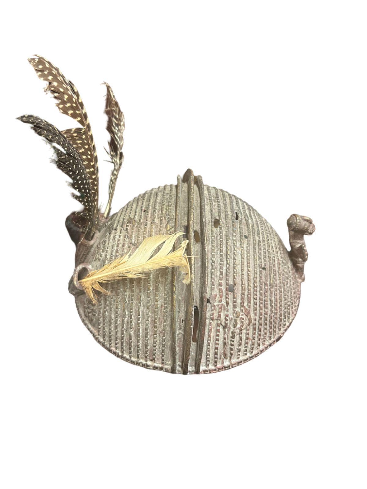 Vintage Bronze African Feathered Helmet Hat Headdress Mask - Etsy