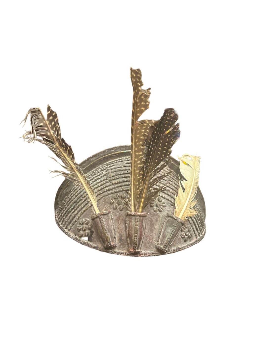Vintage Bronze African Feathered Helmet Hat Headdress Mask - Etsy