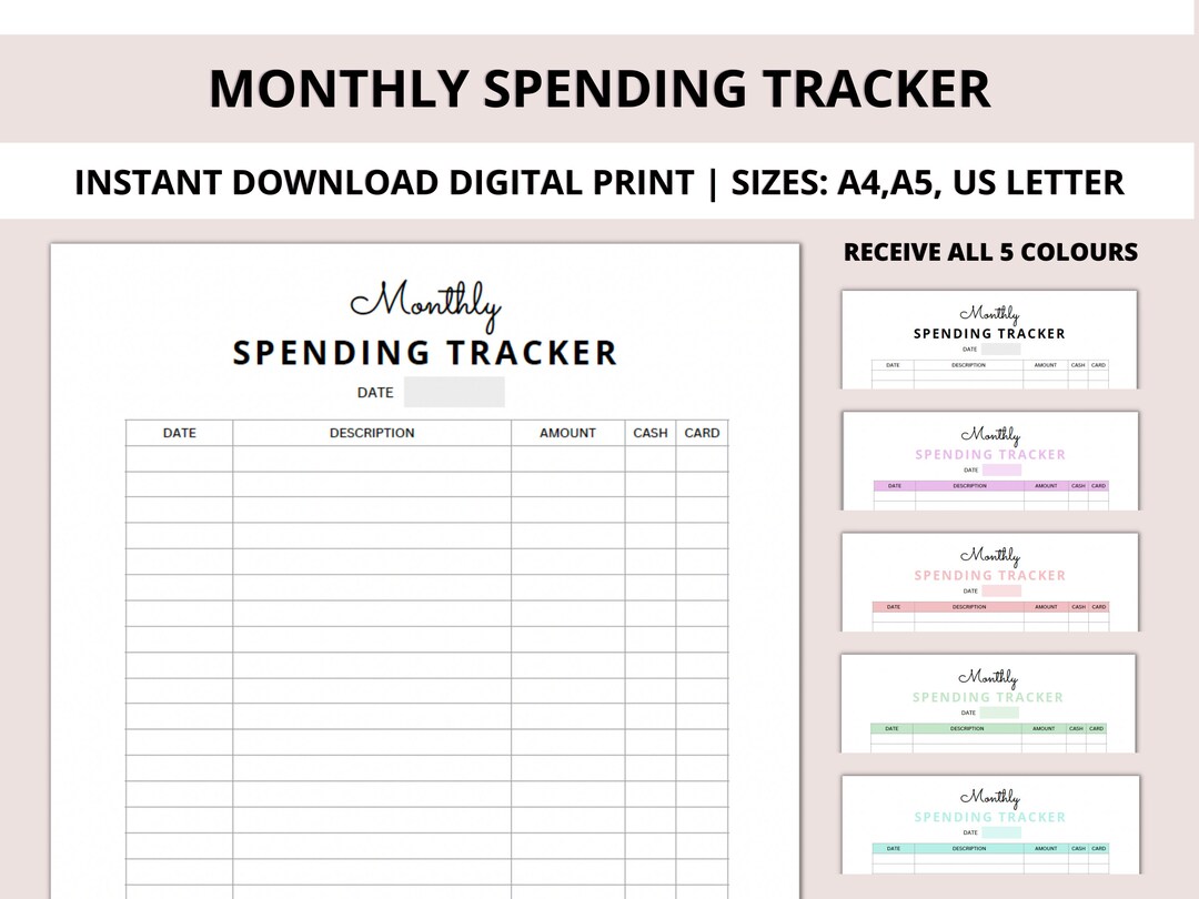 Spending Tracker Expense Tracker Printable Spending Log - Etsy