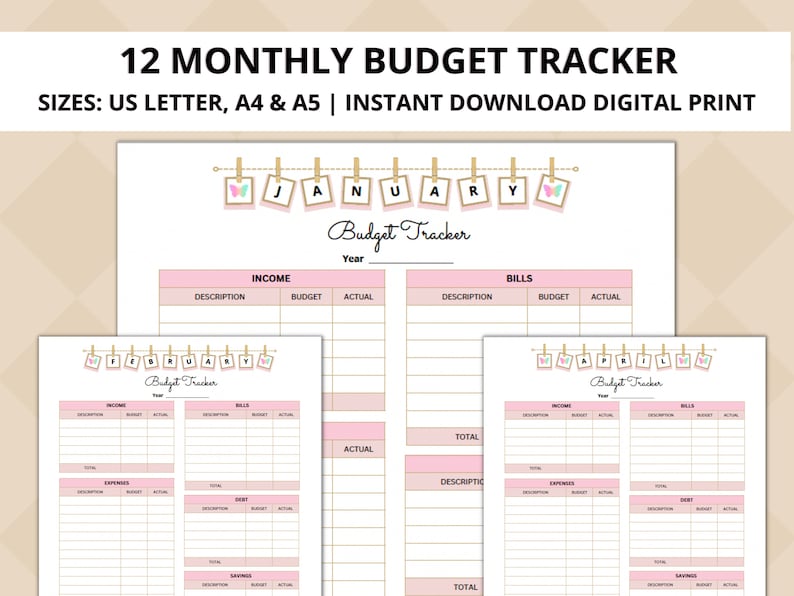 MONTHLY Budget Overview Template Printable Budget Binder - Etsy