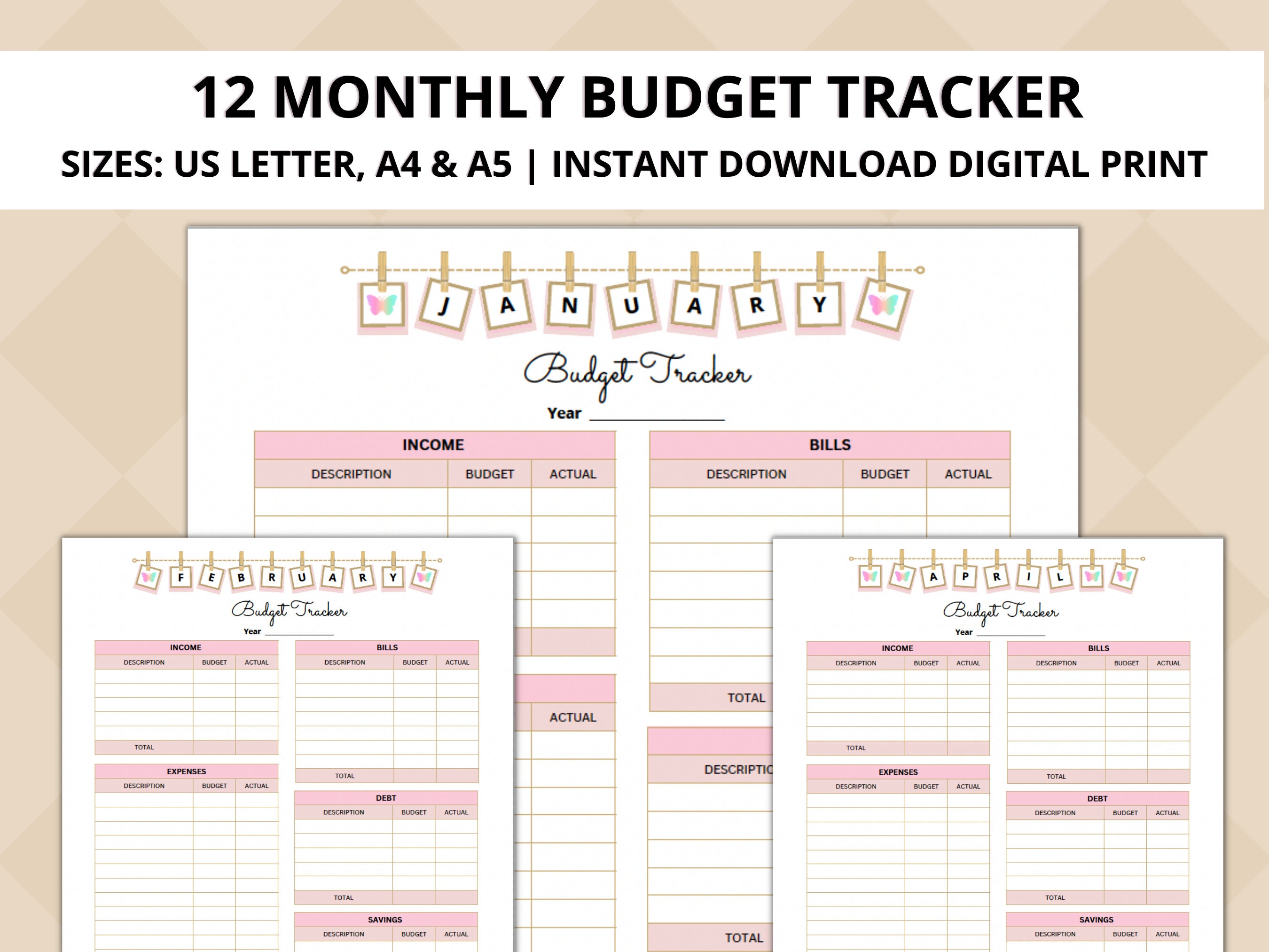 MONTHLY Budget Overview Template Printable Budget Binder - Etsy