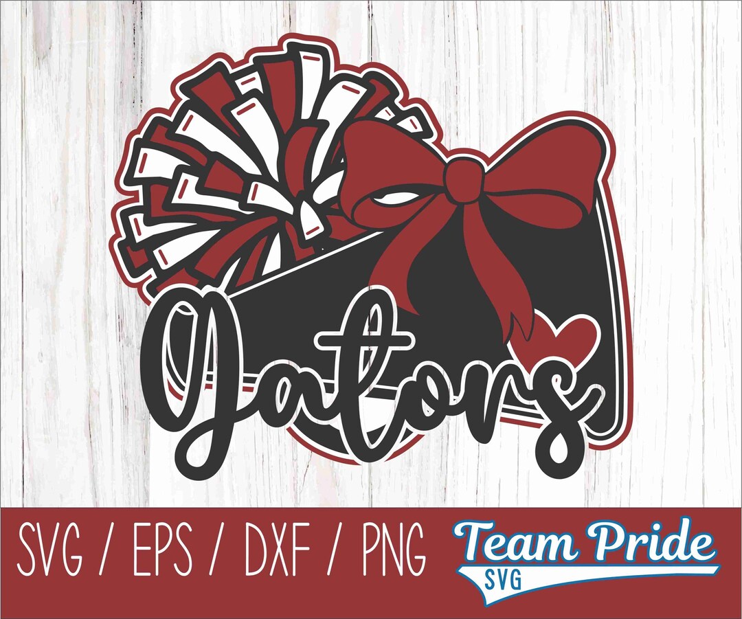 Gators Cheer SVG Megaphone Pom Poms Cheer Bow Cute Digital Download ...