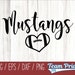 Mustangs Football Heart SVG Digital Download Printable - Svg, Eps, Dxf ...