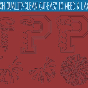 Cheerleader Cheer SVG Bundle, Varsity Letter Pom Pom Design, All ...