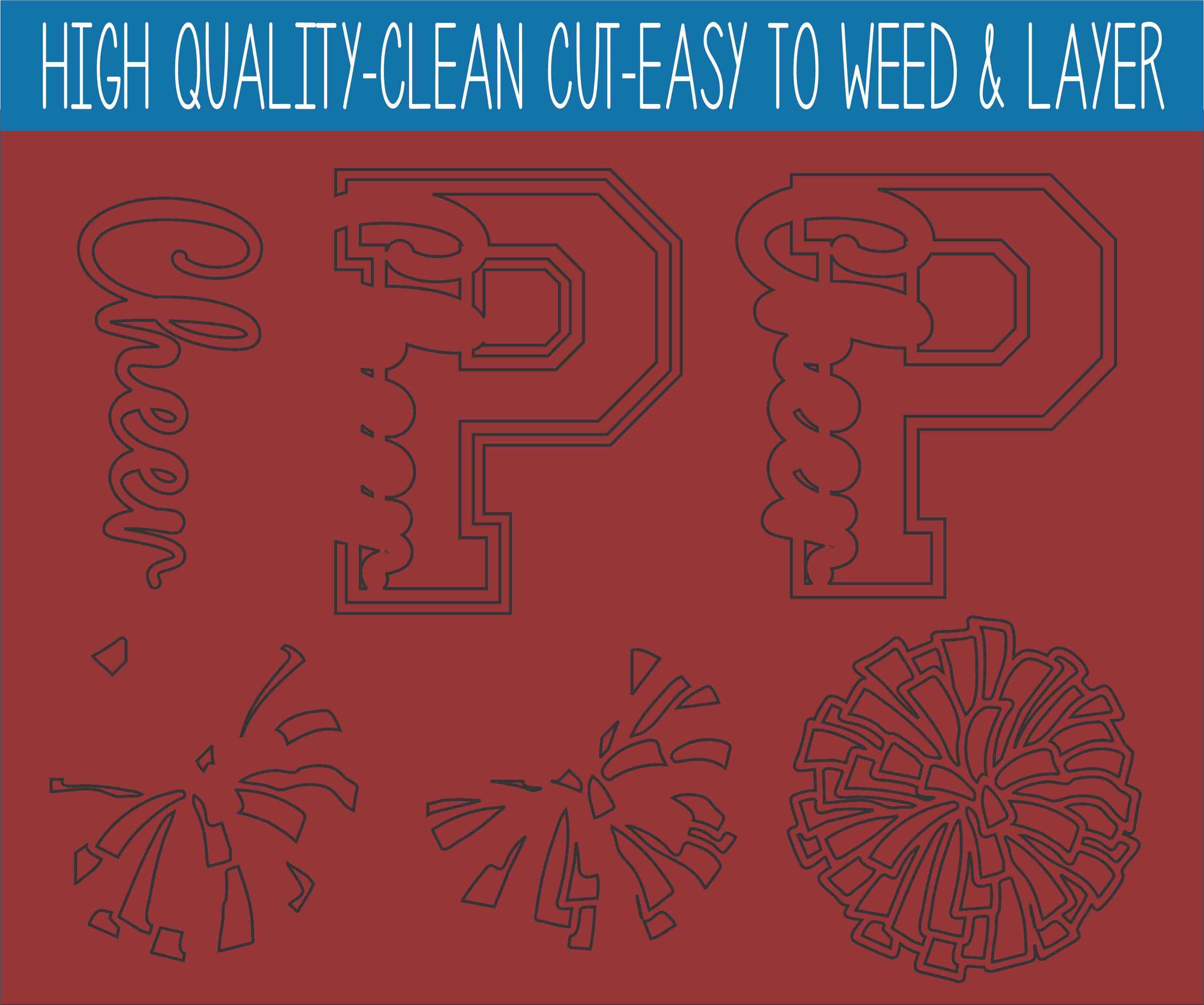 Cheerleader Cheer SVG Bundle, Varsity Letter Pom Pom Design, All ...