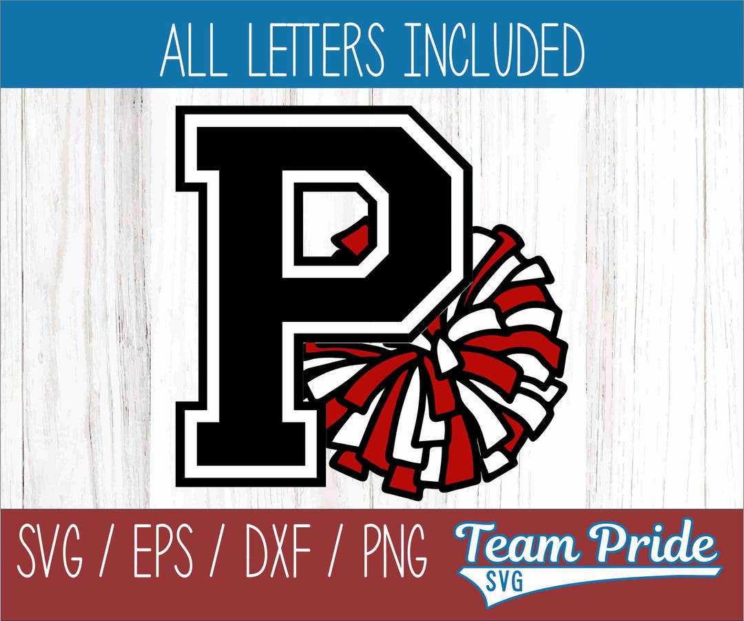 Cheerleader Cheer SVG Bundle, Varsity Letter Pom Pom Design, All ...