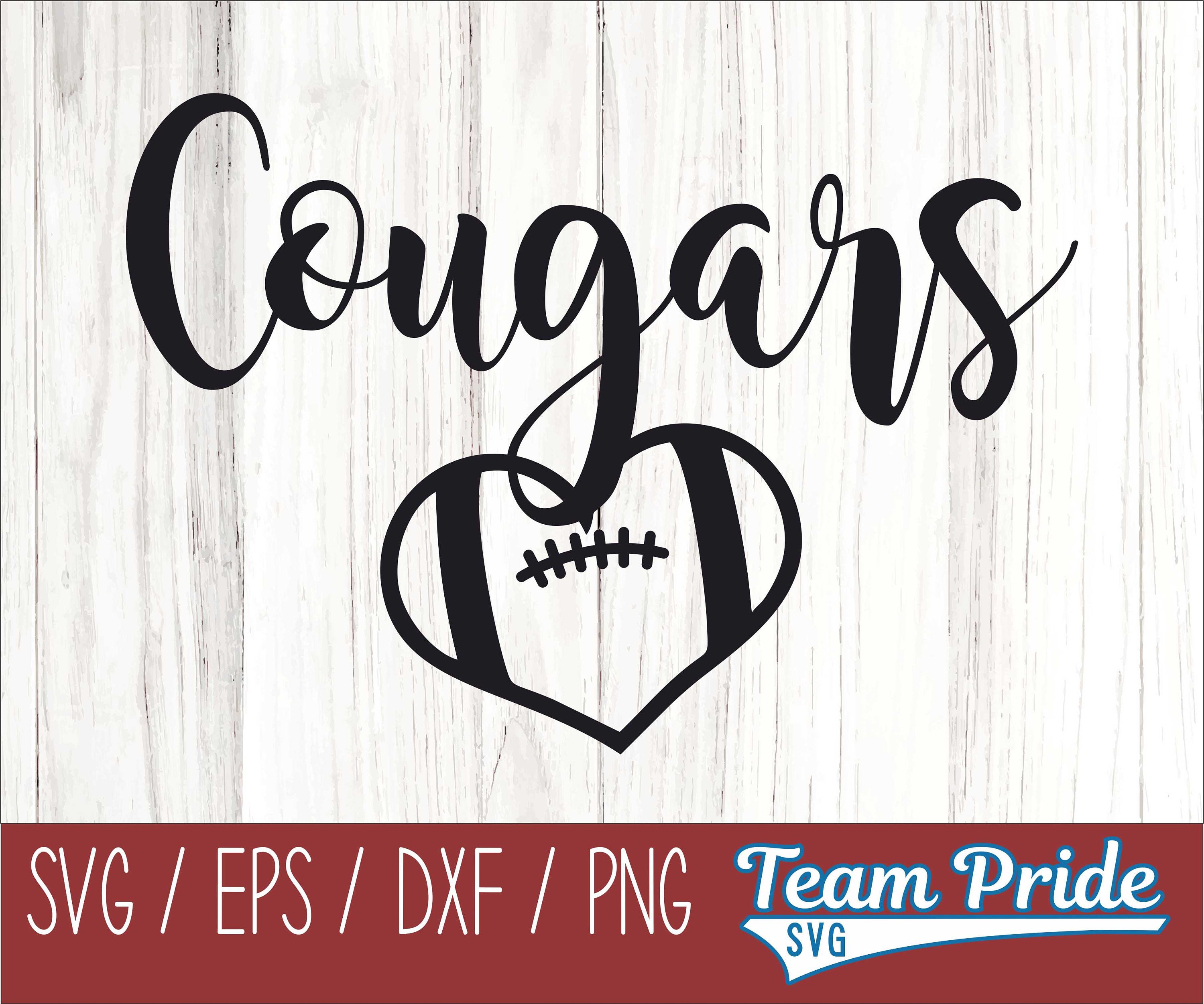 Cougars Football Heart SVG Digital Download Printable Svg - Etsy