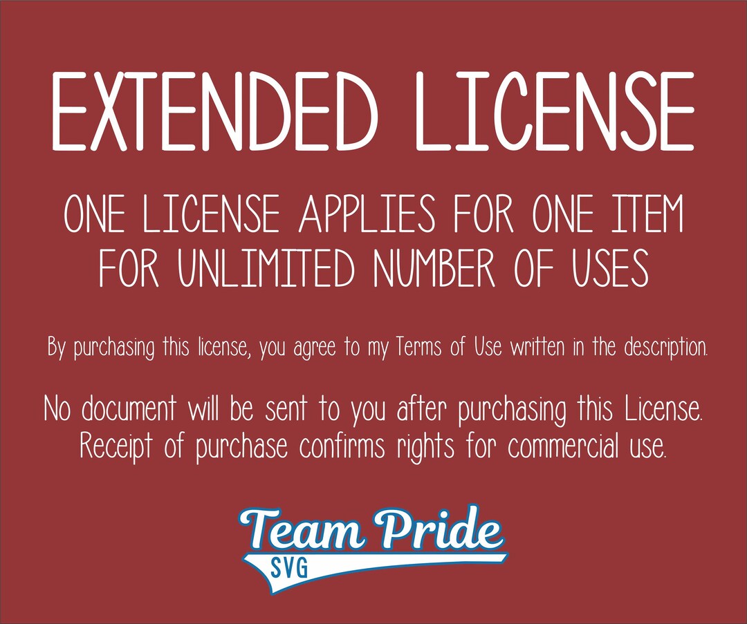 Teampridesvg Extended License for 1 Item - Etsy