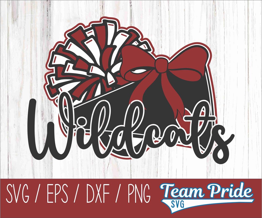 Wildcats Cheer SVG Megaphone Pom Poms Cheer Bow Cute Digital Download ...