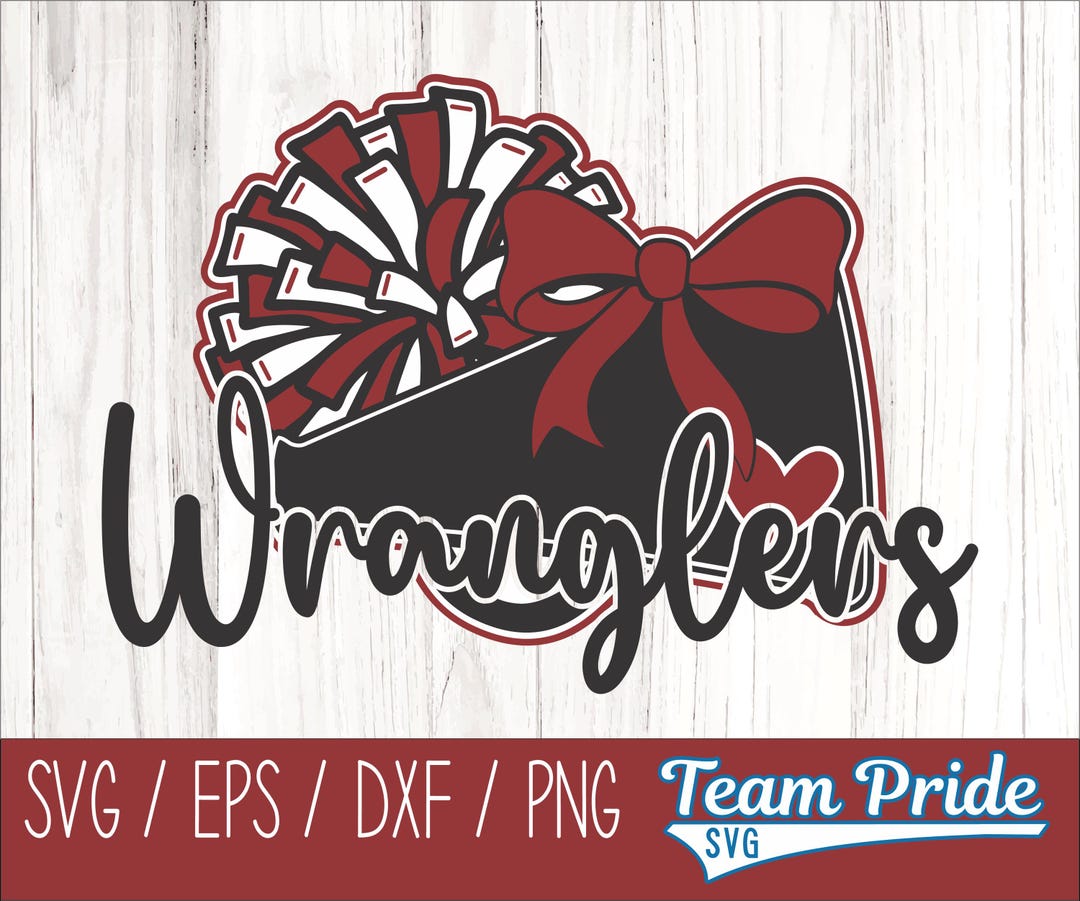 Wranglers Cheer SVG Megaphone Pom Poms Cheer Bow Cute Digital Download ...