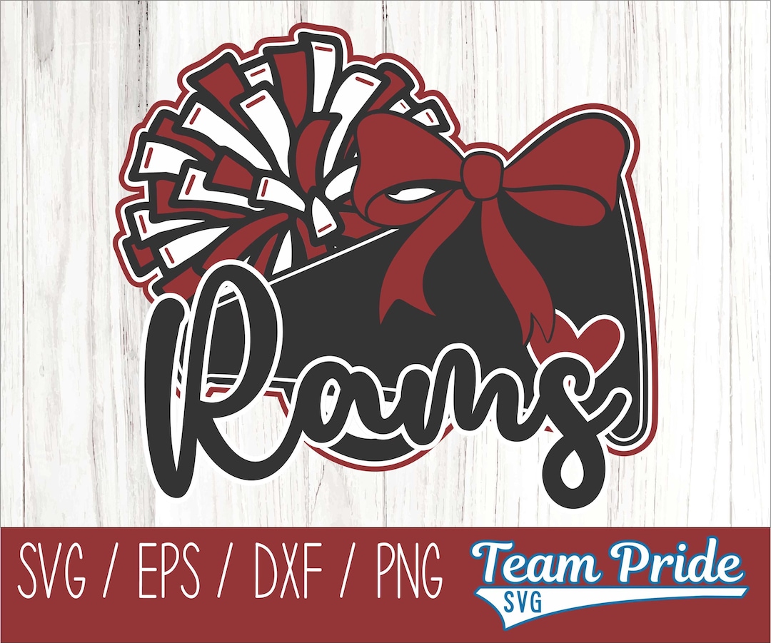 Rams Cheer SVG Megaphone Pom Poms Cheer Bow Cute Digital Download - Svg ...