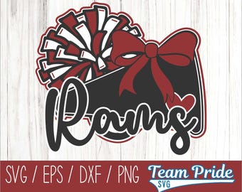 Rebels Cheer SVG Megaphone Pom Poms Cheer Bow Cute Digital Download ...