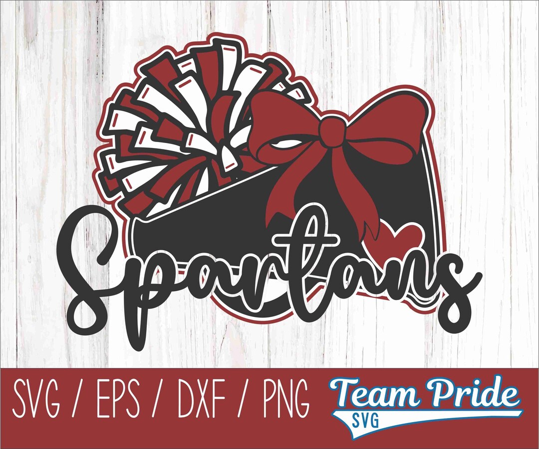Spartans Cheer SVG Megaphone Pom Poms Cheer Bow Cute Digital Download ...