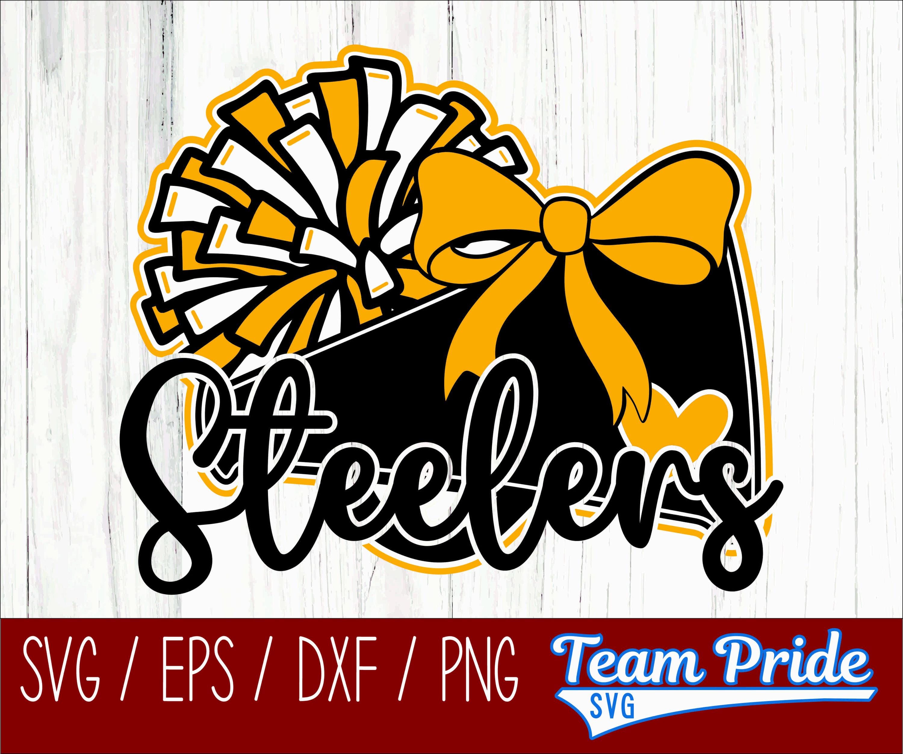 Steelers Cheer SVG Megaphone Pom Poms Cheer Bow Cute Digital Download ...