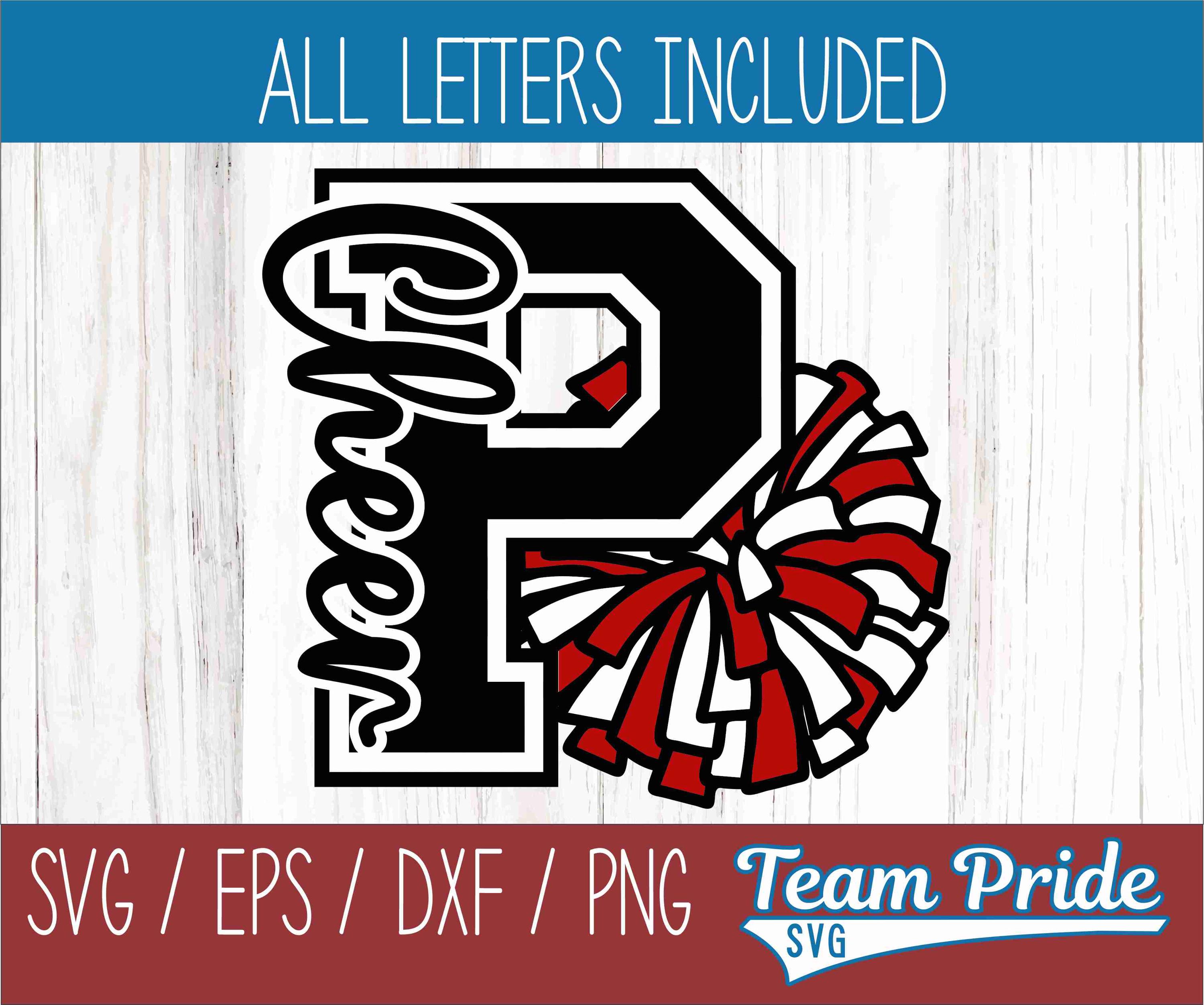 Cheerleader Cheer SVG Bundle, Varsity Letter Pom Pom Design, All ...
