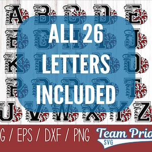 Cheerleader Cheer SVG Bundle, Varsity Letter Pom Pom Design, All ...