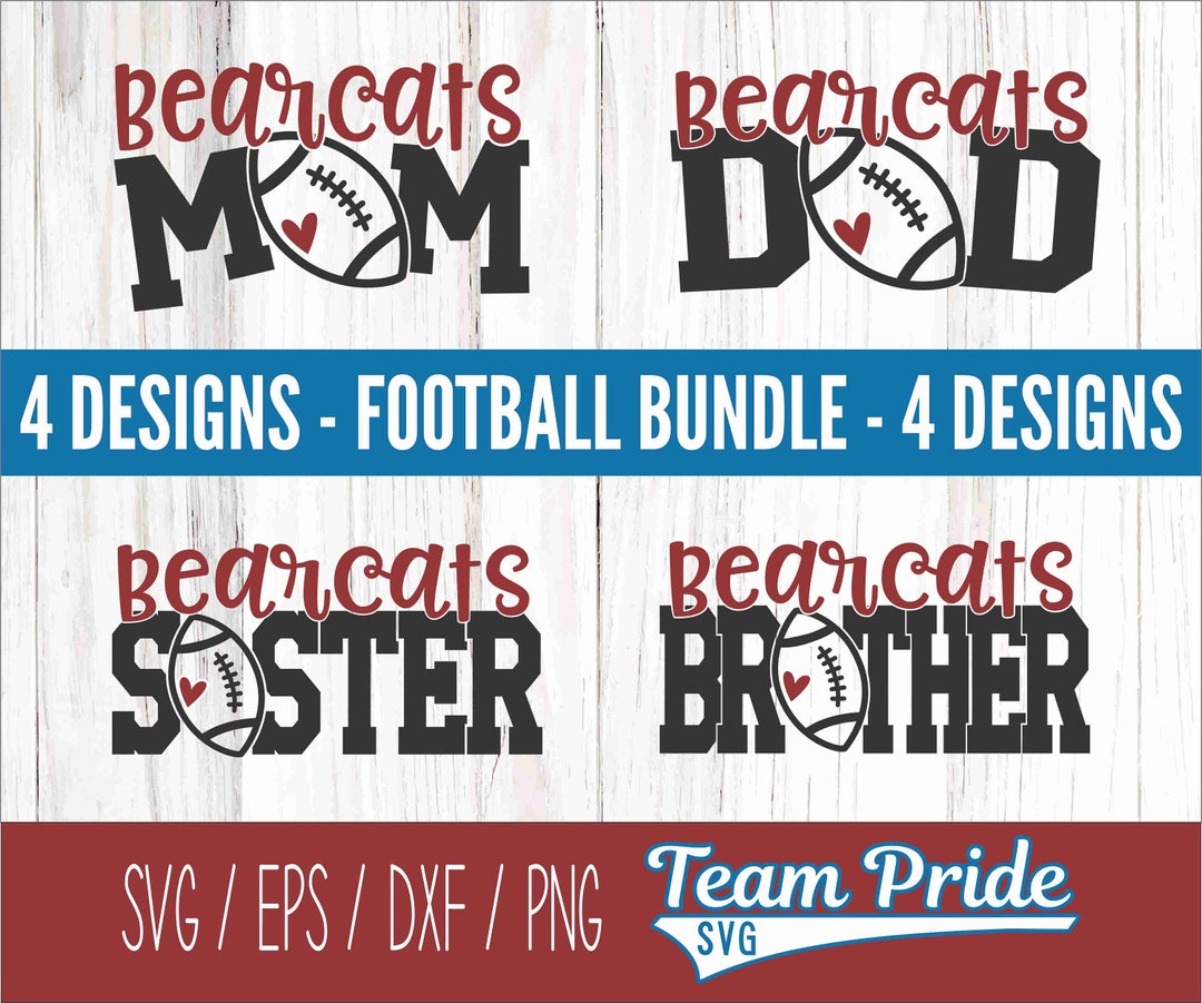 Bearcat Family Football SVG Bundle | 4 Designs | Football Mom, Football ...
