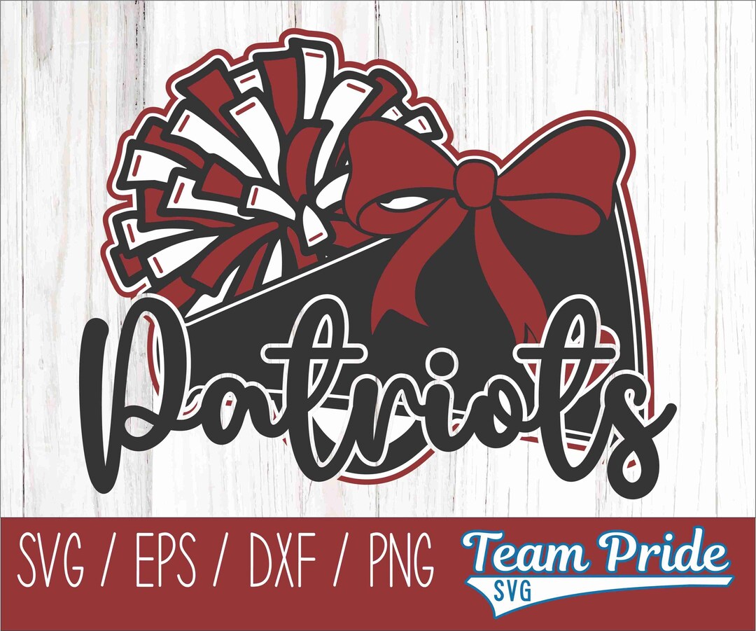 Patriots Cheer SVG Megaphone Pom Poms Cheer Bow Cute Digital Download ...