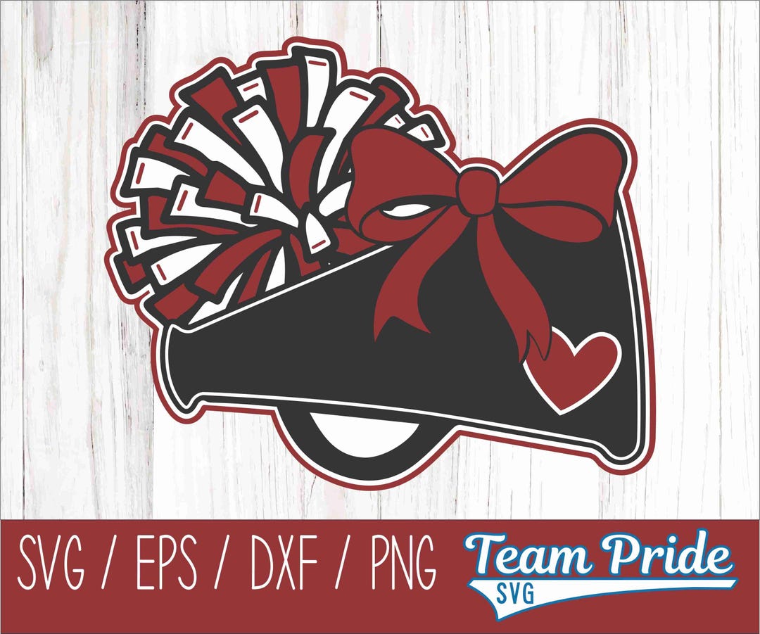 Cute Cheer SVG Megaphone, Pom Pom, Bow, Heart - Digital Download for ...