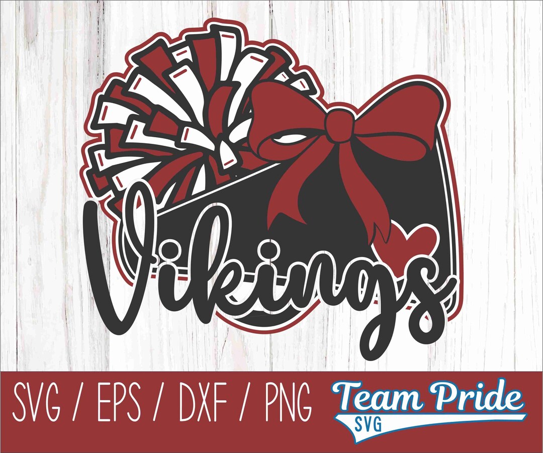 Vikings Cheer SVG Megaphone Pom Poms Cheer Bow Cute Digital Download ...